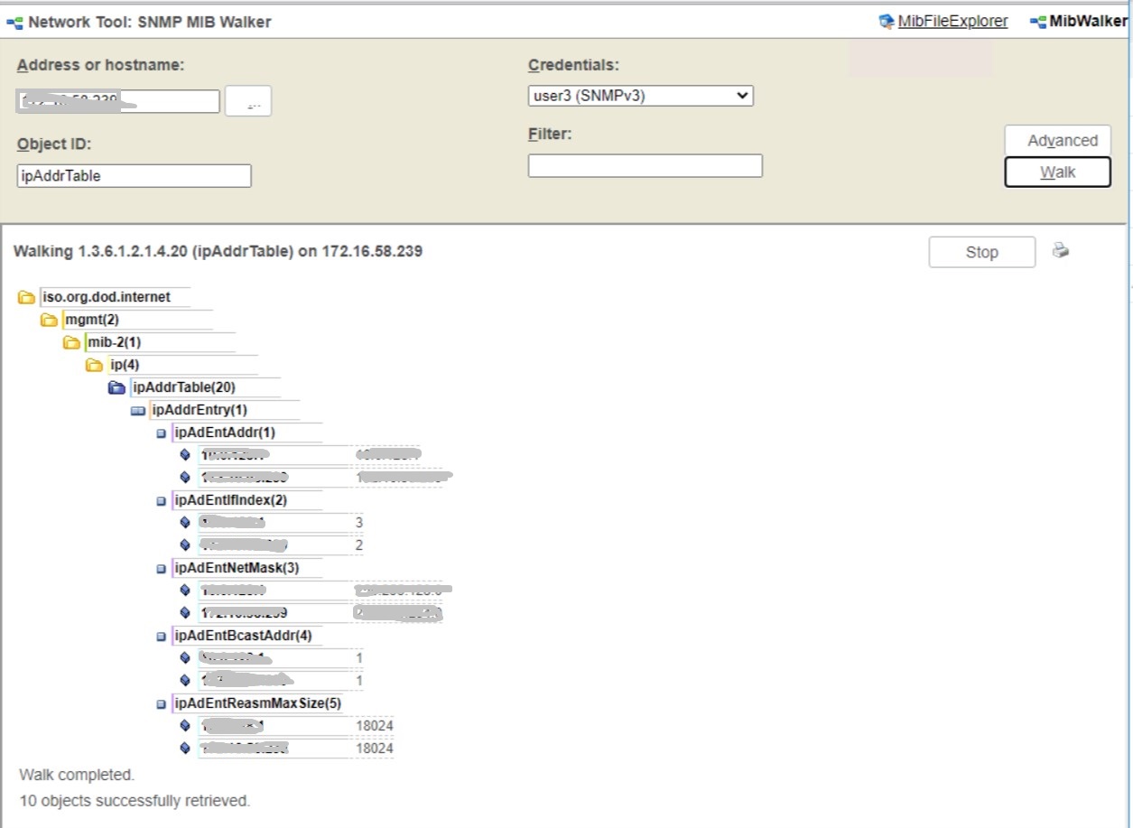 Configure Network Interfaces does not show all the network Address as configured on Device ...