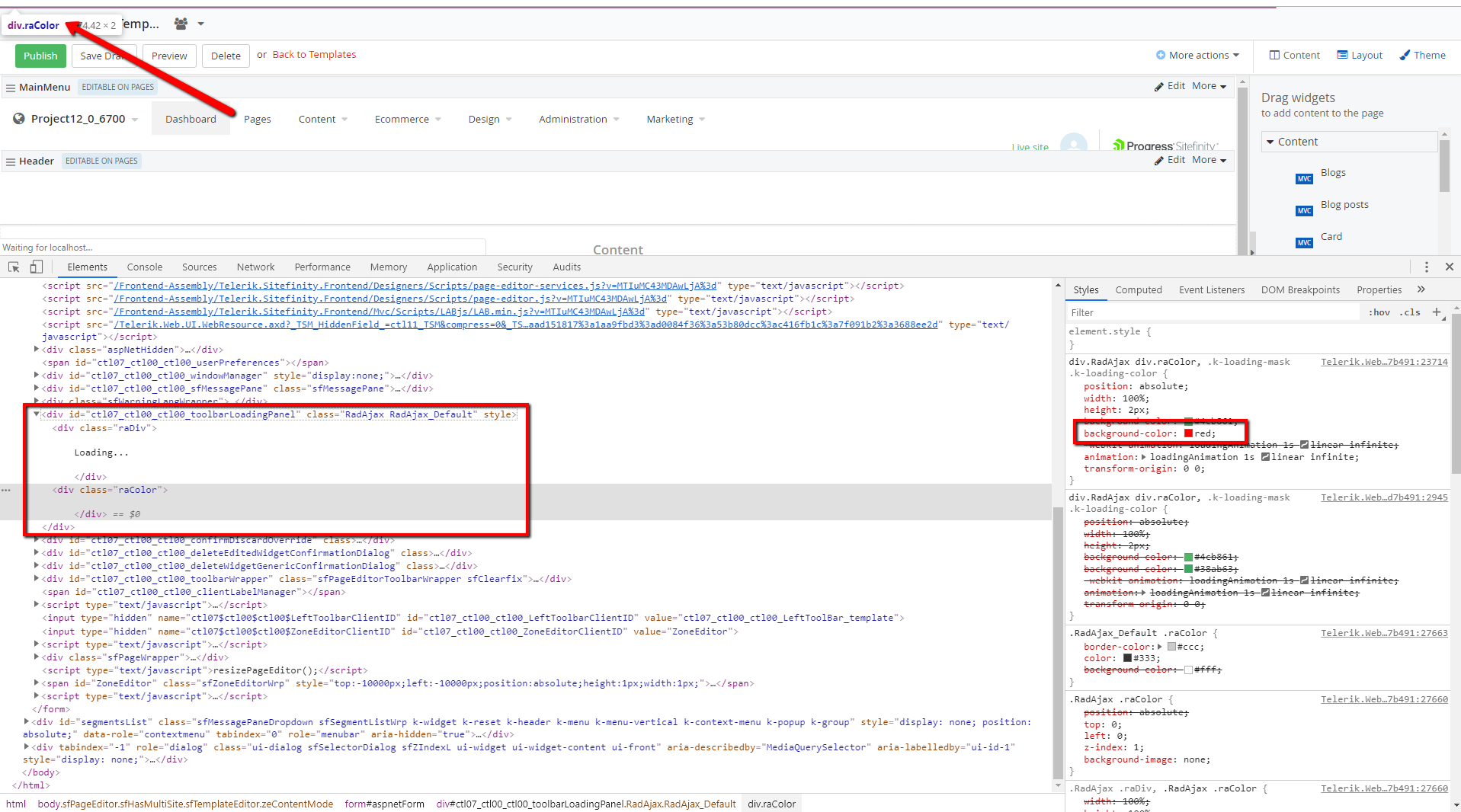 How To Modify The Css Of The Green Bar Loading Indicator In The Backend Pages Progress Community 
