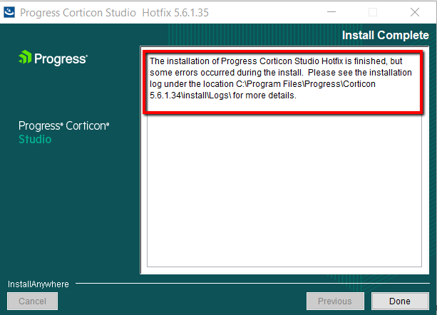 ”Unsupported major.minor version 52.0” error occurs while installing Corticon 5.6.1.35 ...