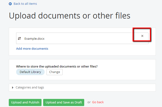 Documents And Files Upload Dialog Missing Remove Button Progress Community