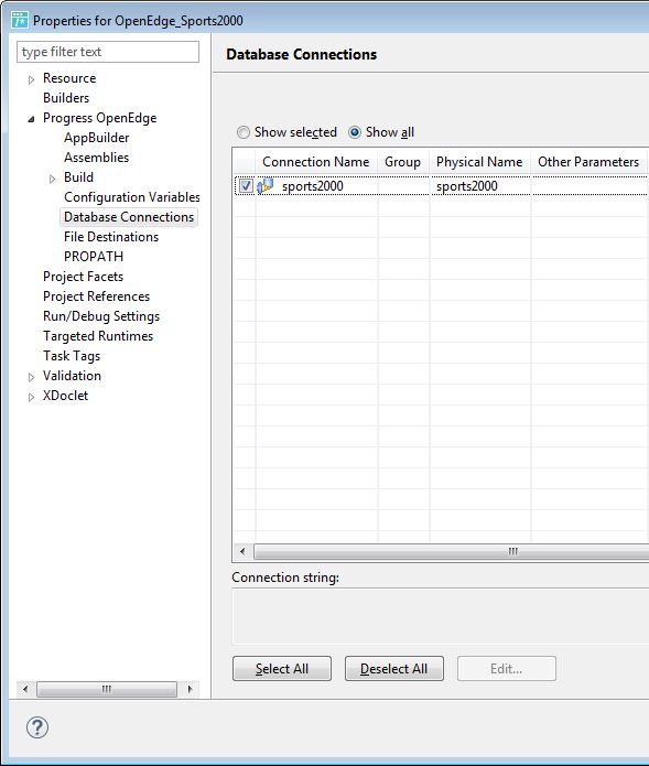 How to make a database connection for an Progress Developer Studio for OpenEdge project using ...