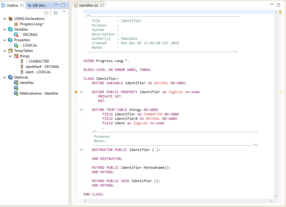 PDSOE Outline view doesn't show members called "identifier" - Progress Community