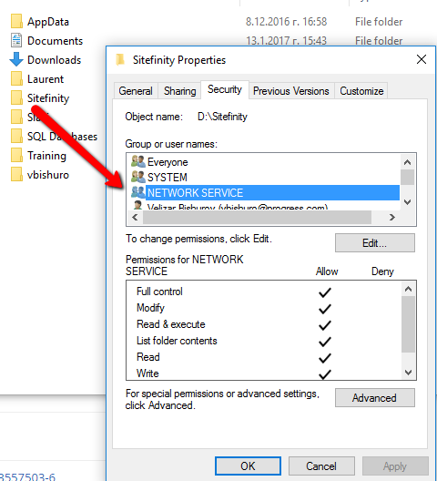 Assign Permissions For A Folder For The Sitefinity Application Running On Iis Progress Community