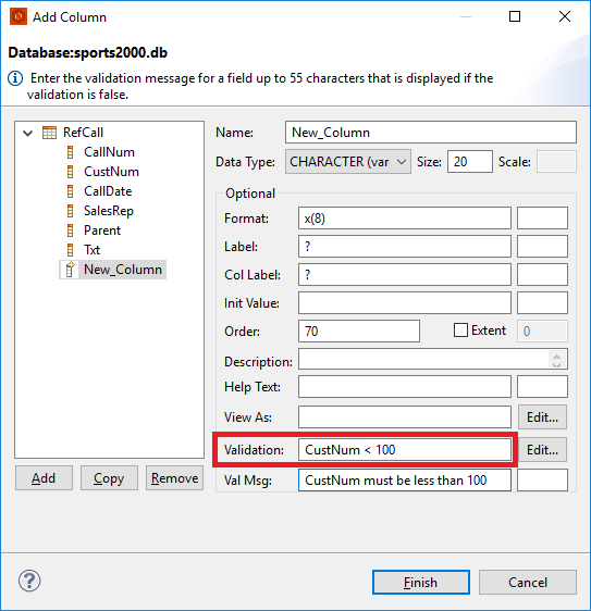 Db Navigator Fails To Add Validation Expression To A New Column Progress Community