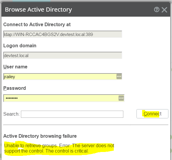 Unable to retrieve groups error when attempting to browse groups - Progress Community