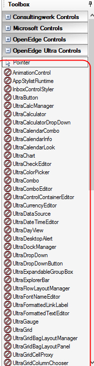 Ultra controls not available in OpenEdge Developer Studio toolbox ...