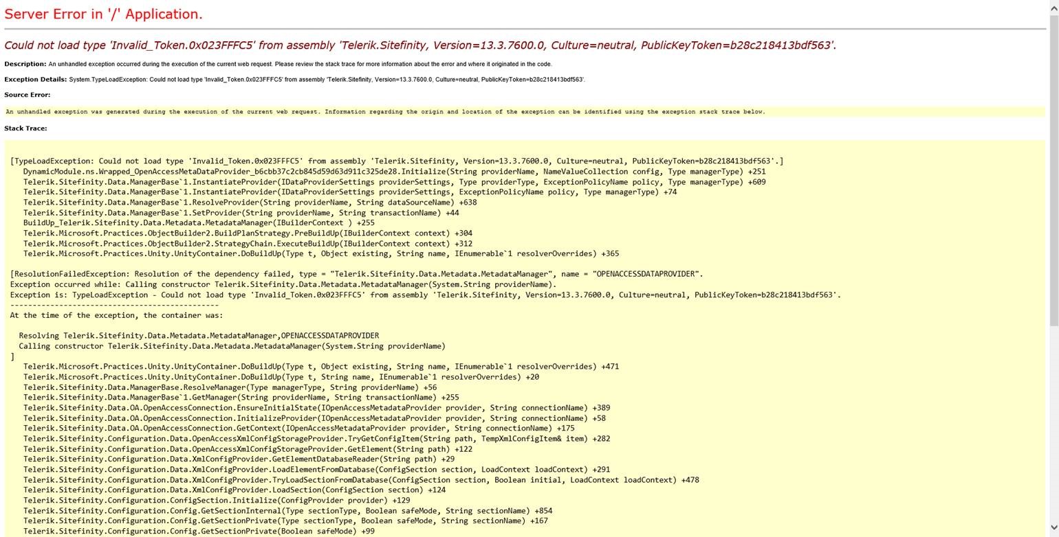 Upgrade: Error "Could not load type 'Invalid_Token" - Progress Community