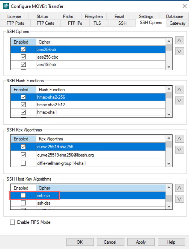 How to disable old SSH host key algorithms in MOVEit Transfer 14.1+ (2022.1+). - Progress Community
