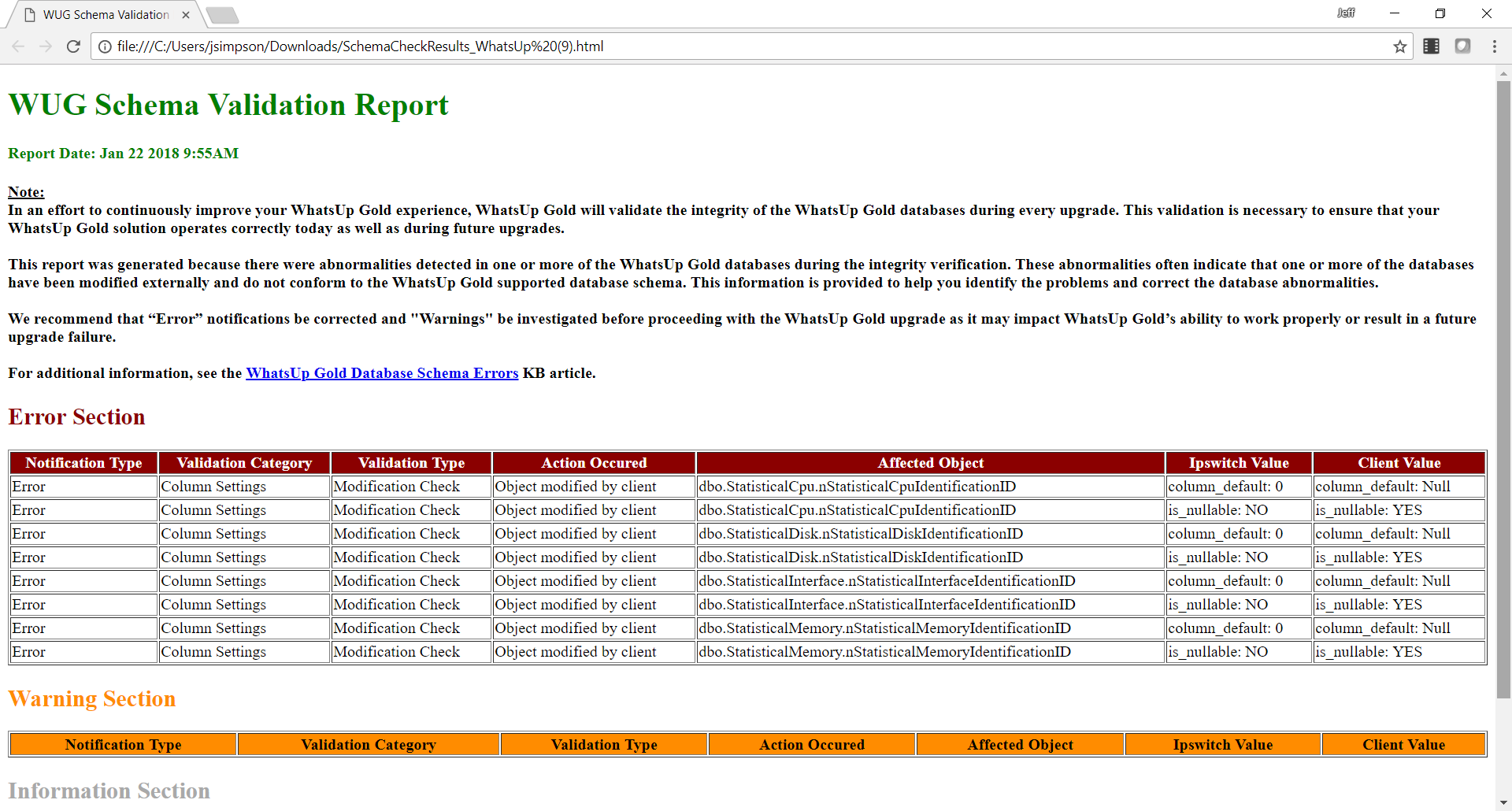 Possible Database Schema Errors or Warnings - Progress Community